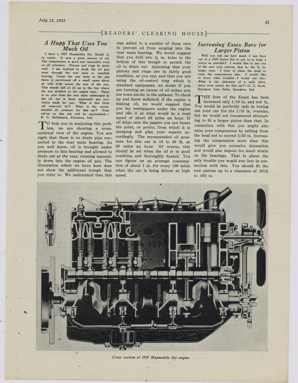1928 Hupmobile, Hupp Motor Co. Article & Pic: Cross Section of 1927 Six ...