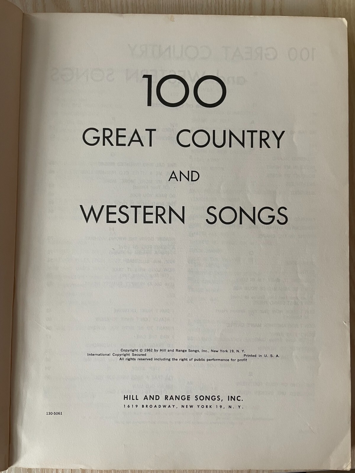 VINTAGE 100 Great Country and Western Songs Songbook published in 1962 ...