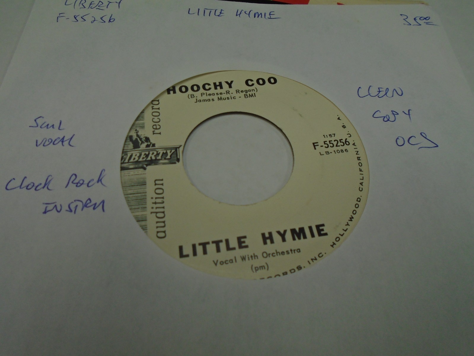 Little Hymie Hoochy Coo/The Clock Rock 45 RPM Liberty Records EX Oldies ...