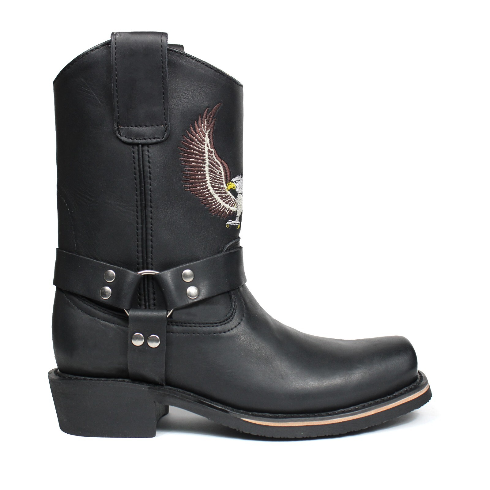 Men's Genuine Leather Eagle Cowboy Biker Boots Retro Riding Boots Botas ...