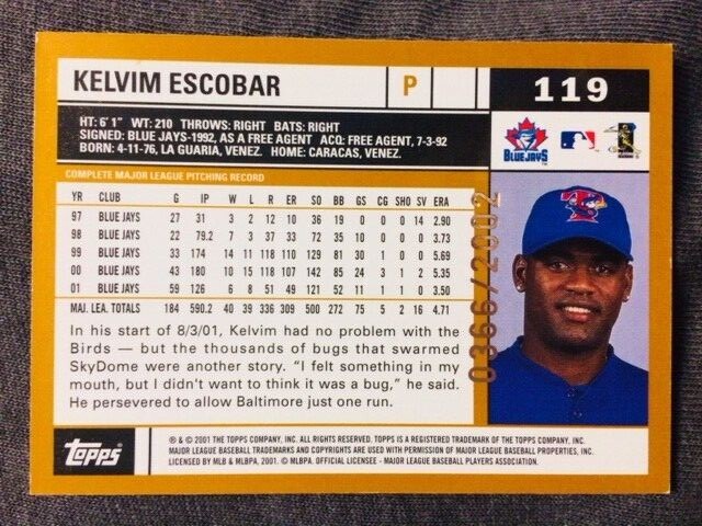 2002 Topps - Gold #119 Kelvim Escobar /2002 for sale online | eBay