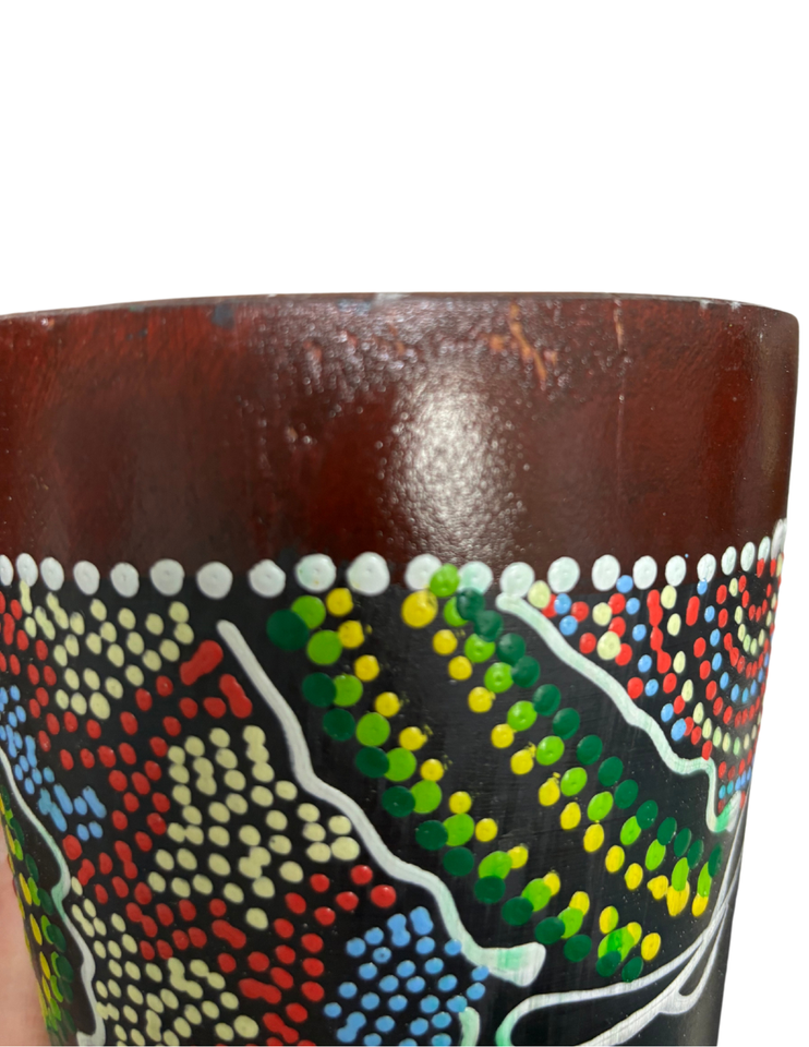 DJEMBE DRUM BONGO CONGO 12" HAND CARVED PAINT AFRICAN ABORIGINAL WOOD ...