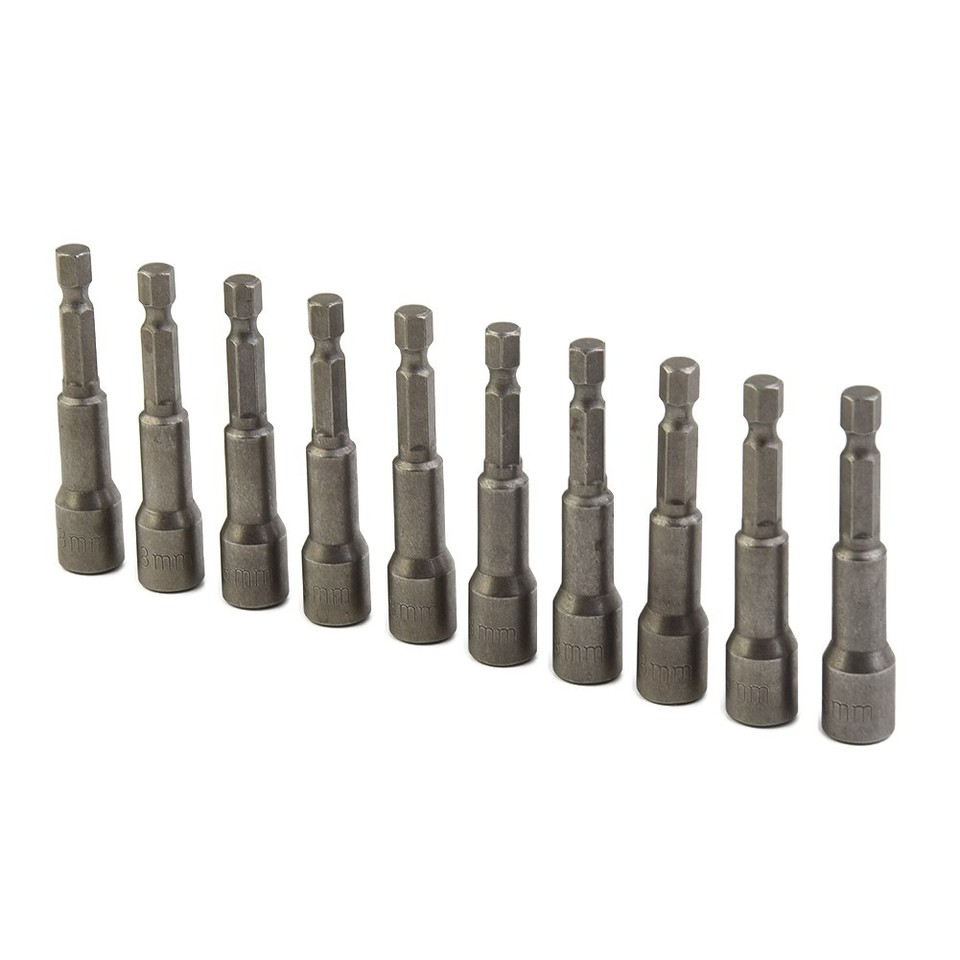 10 Pcs 8mm Magnetic Tech Screw Driver Bits Drill Nut Setter Roofing ...