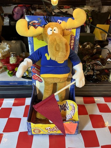 Talking Bullwinkle Moose 14" Wossamotta University Plush W.U. Flag NIB ...
