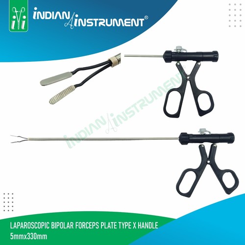 Laparoscopic SS Bipolar Forceps Plate Type X Handle 5mm Instruments CE ...