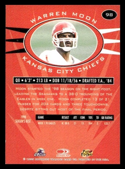 1999 Donruss Preferred QBC #98 Warren Moon Kansas City Chiefs | eBay