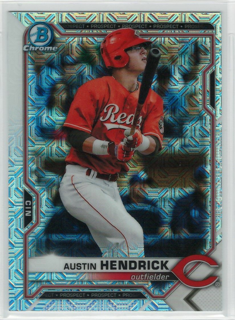 Austin Hendrick 2021 Bowman Baseball #BCP-55 Chrome Mojo Refractor Reds ...