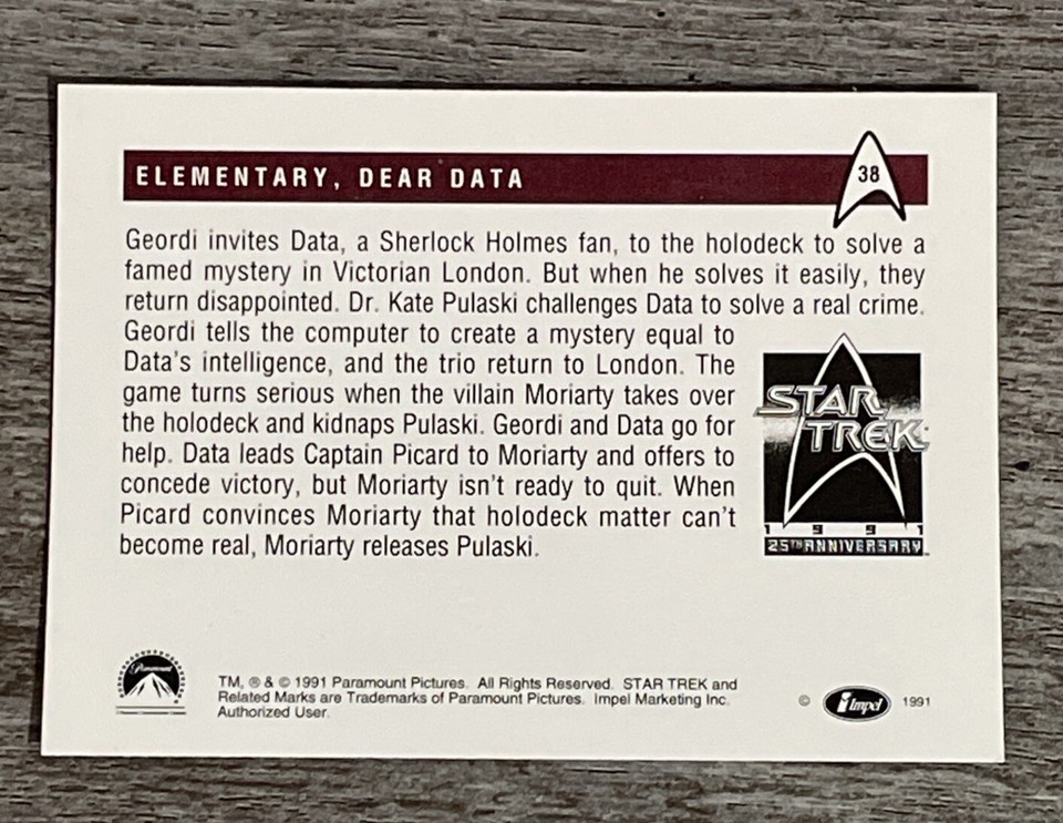 Elementary Dear Data 1991 STAR TREK THE NEXT GENERATION TNG #38 *M76 ...