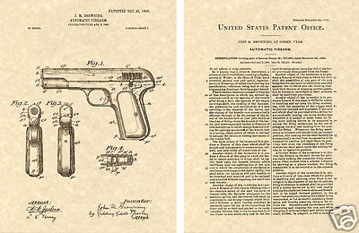 FN 1903 Auto Pistol Browning US PATENT READY TO FRAME!!!!!!! Print Gun ...