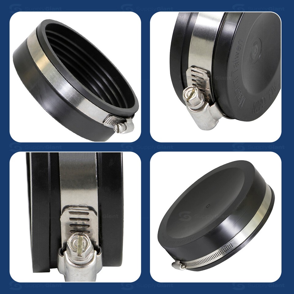 Midline valve Flexible PVC Pipe Cap with Stainless Steel Clamps 1 1/2 ...