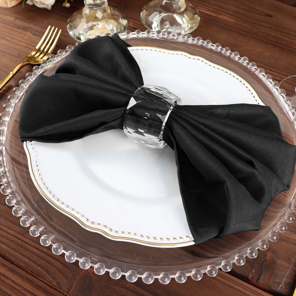 10 Black Premium Polyester 20x20" Wedding NAPKINS Party Table Linens ...