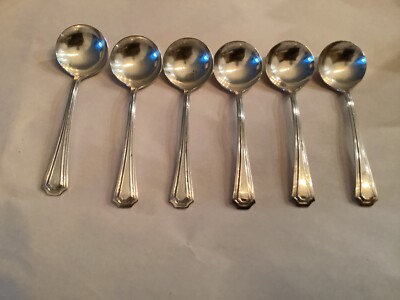 (NSCo.)National Silver Co -NTS32-6-Silverplate Gumbo Round Soup Spoons ...
