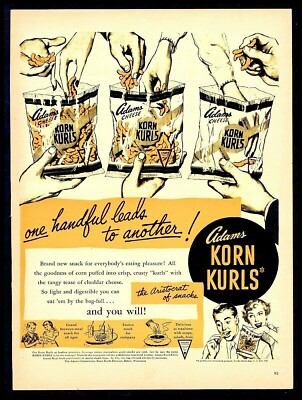 Original 1950 "Adams Cheese Korn Kurls" Vintage Magazine Art Print Ad ...