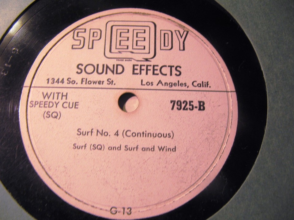TV Radio SHOW SOUND EFFECTS Record Speedy Q Pacific Surf Water Sounds ...