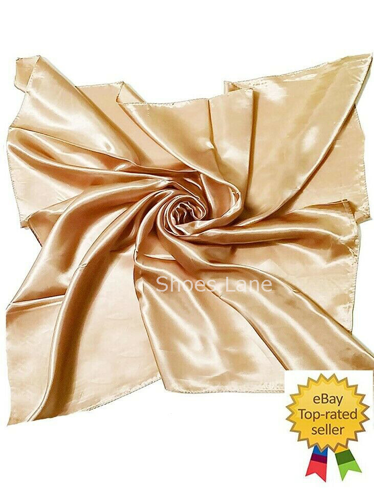 Satin Silk Square Hijab Large Soft Plain Shiny Scarf Head Neck Wrap 90 ...