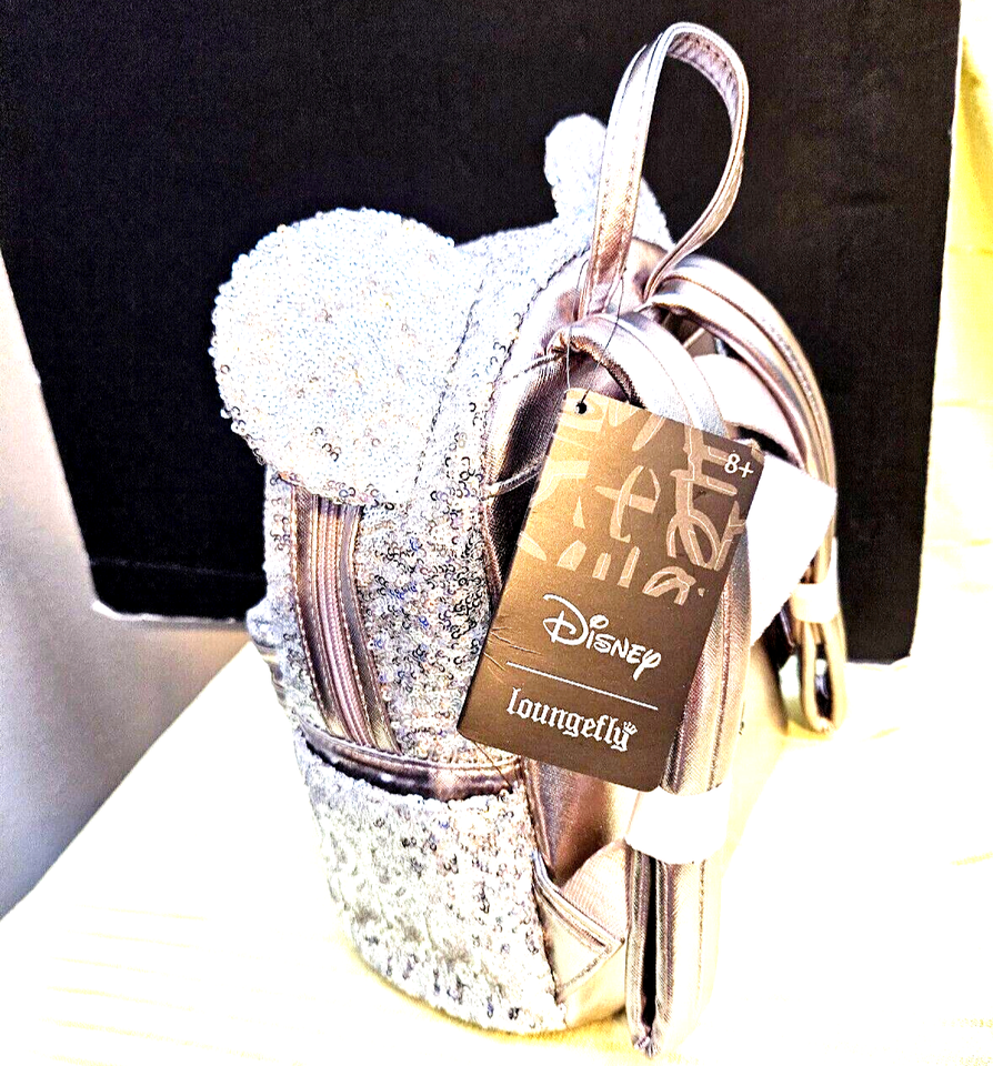 Loungefly Disney Minnie Mouse Silver Sequin Mini Backpack | eBay
