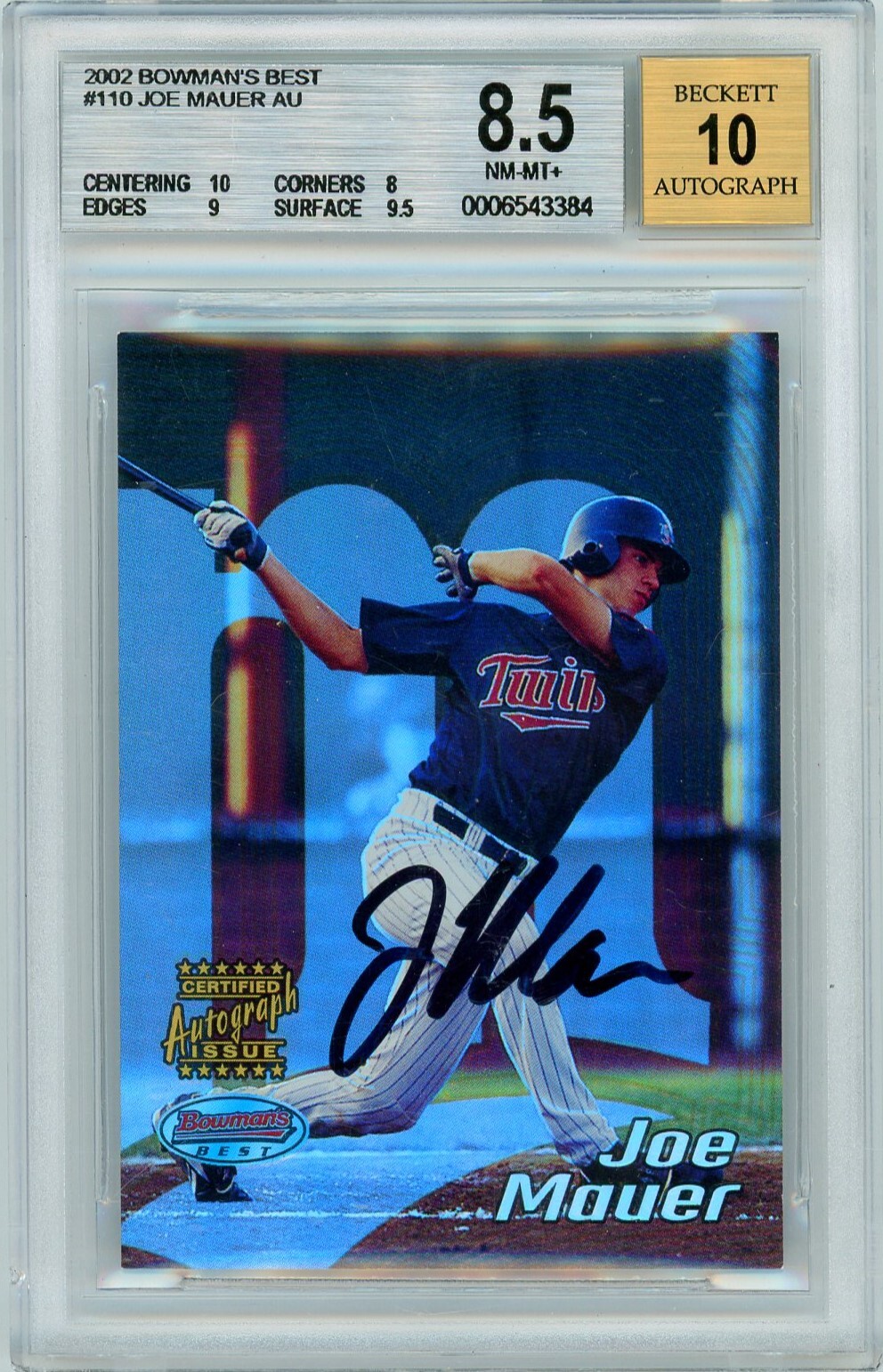 2002 Bowman's Best #110 Joe Mauer Rookie Auto BGS 8.5 | eBay
