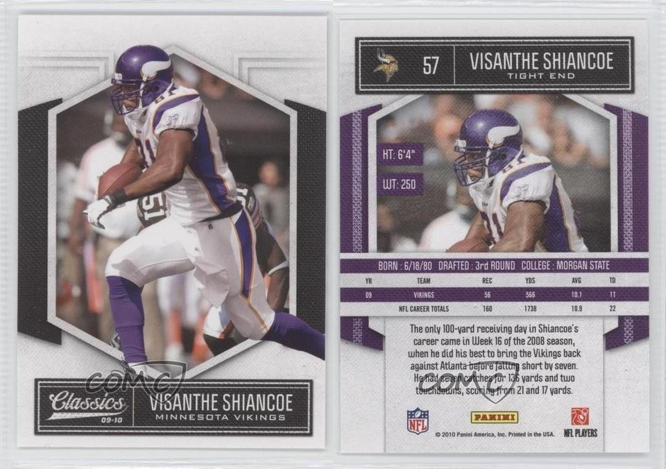 2010 Panini Classics Visanthe Shiancoe #57 3a3 | eBay