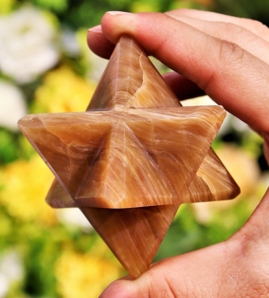 70MM Yellow Banded Mexican Calcite Crystal Star Energy Gemstone Healing ...