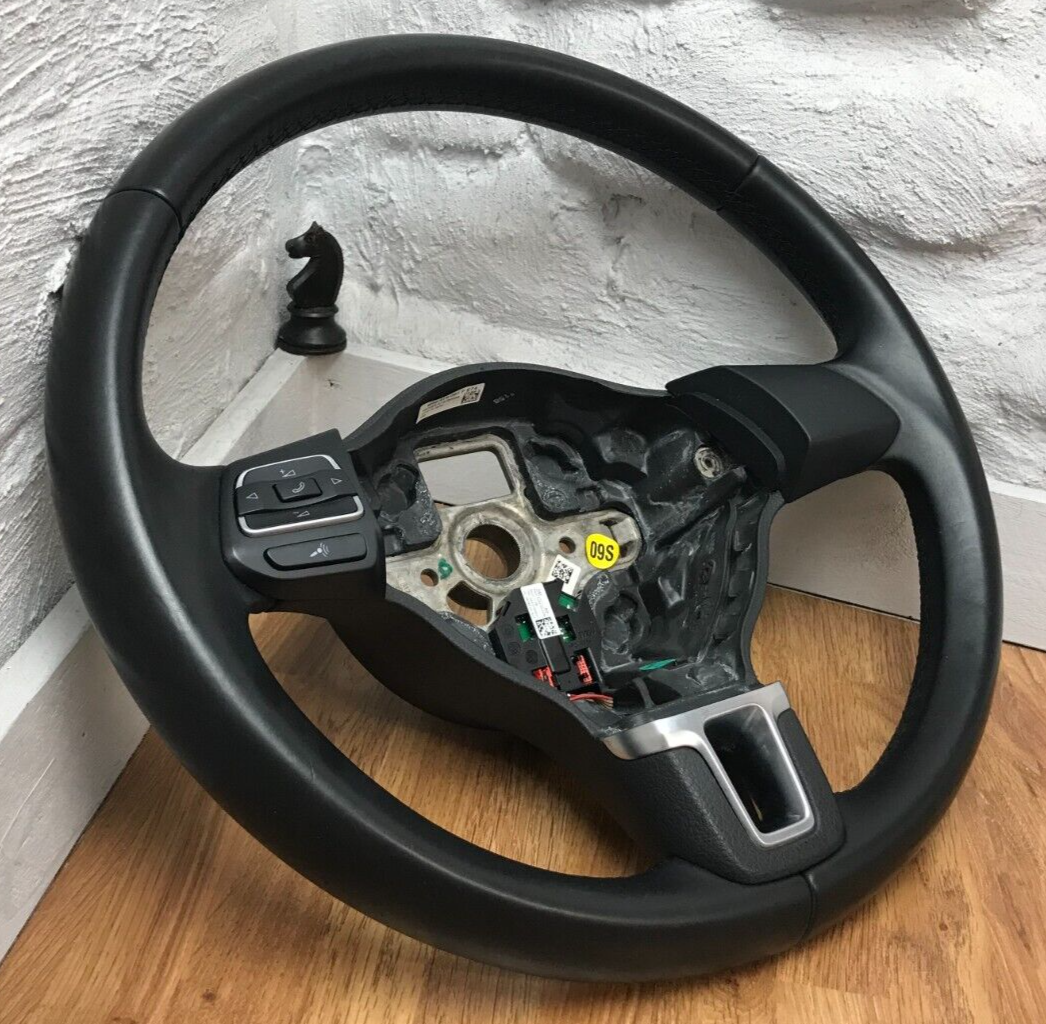 Genuine Volkswagen Polo 6R Golf MK6 Caddy black leather MFSW steering ...