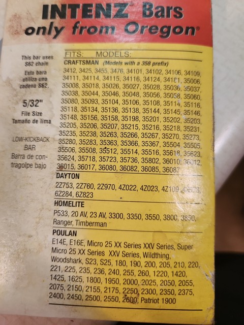 Oregon 18 Intenz Bar 18s62041 New-fits Sears craftsman Dayton Homelite ...