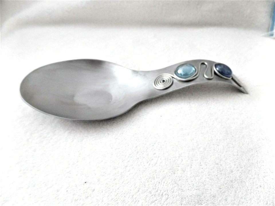 Metal Kitchen Spoon Rest with Glass Beads and Wire Wrapped Decoration ...