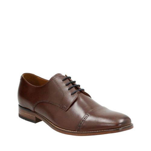 NEW CLARKS BOSTONIAN NARRATE CAP BROWN LEATHER SOLE LACE UP DRESS ...