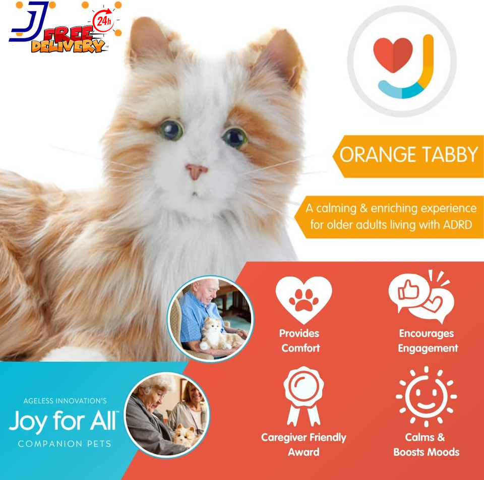 Companion Pet for Seniors Animatronic Cat Realistic Soft-Touch Fur ...