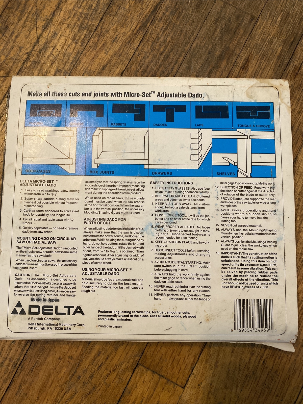 Delta 34-959 Micro Set Adjustable Carbide Tipped Dado for sale online ...