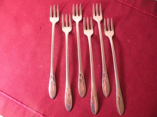 Set Of 6 Cocktail Forks Oneida DEBONAIR Stainless Oneidacraft Deluxe 6 ...