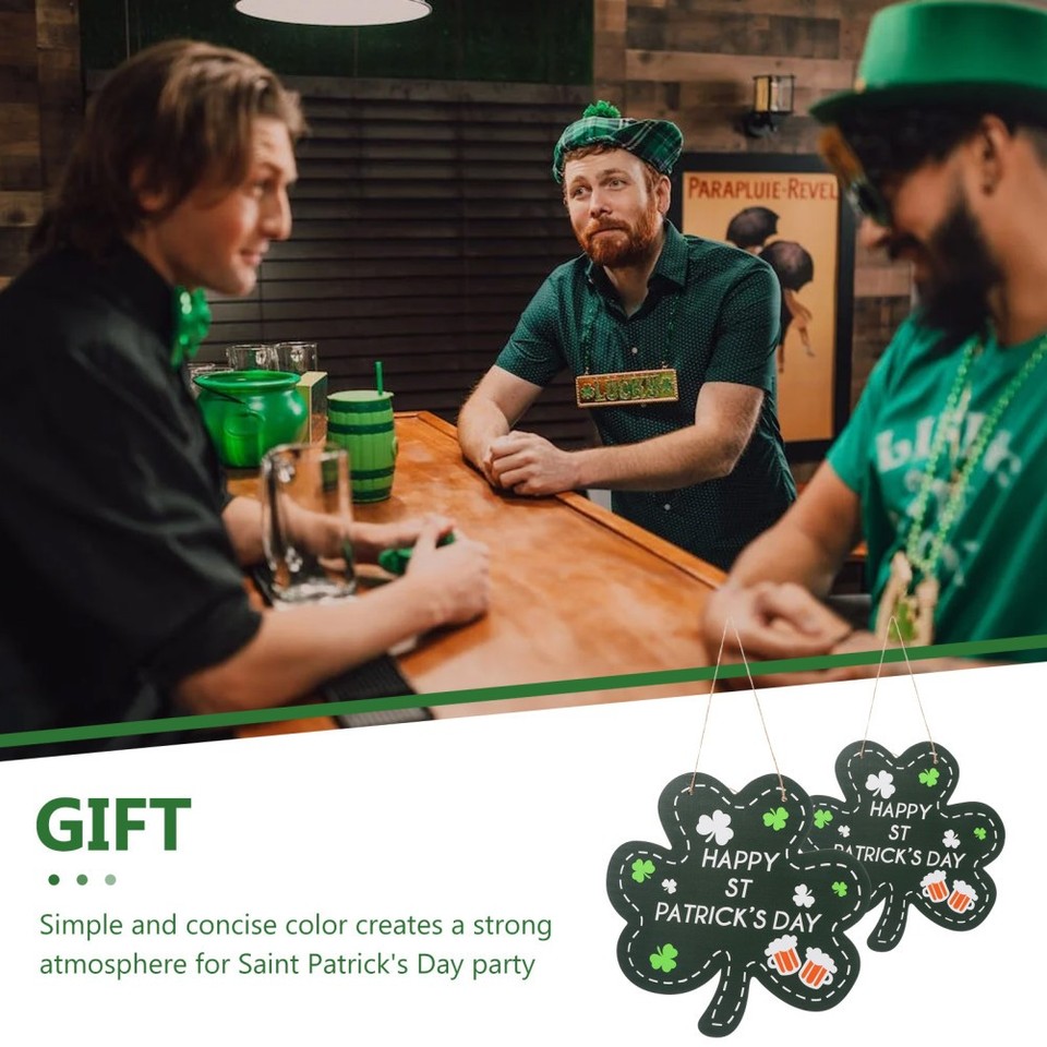 2Pcs St. Patrick's Day Wooden Door Sign Hanger Decoration Wall Sign ...