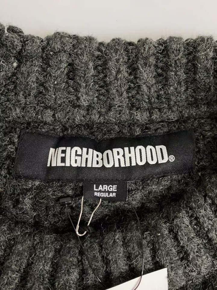 NEIGHBORHOOD Knit Sweater (Thick), Large, Acrylic, Gray, Solid Color ...