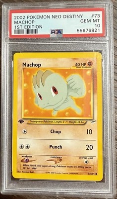 Pokémon Card 1st Edition Machop PSA 10 Gem Mint, Neo Destiny #73, WOTC ...