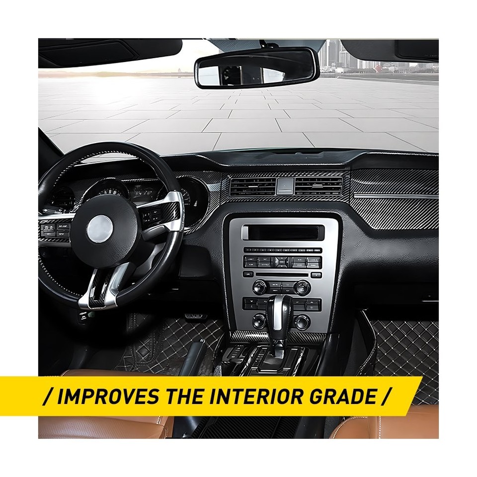 1 Set Carbon Fiber Interior Cover Trim Kit For Ford Mustang 2009-2013 ...