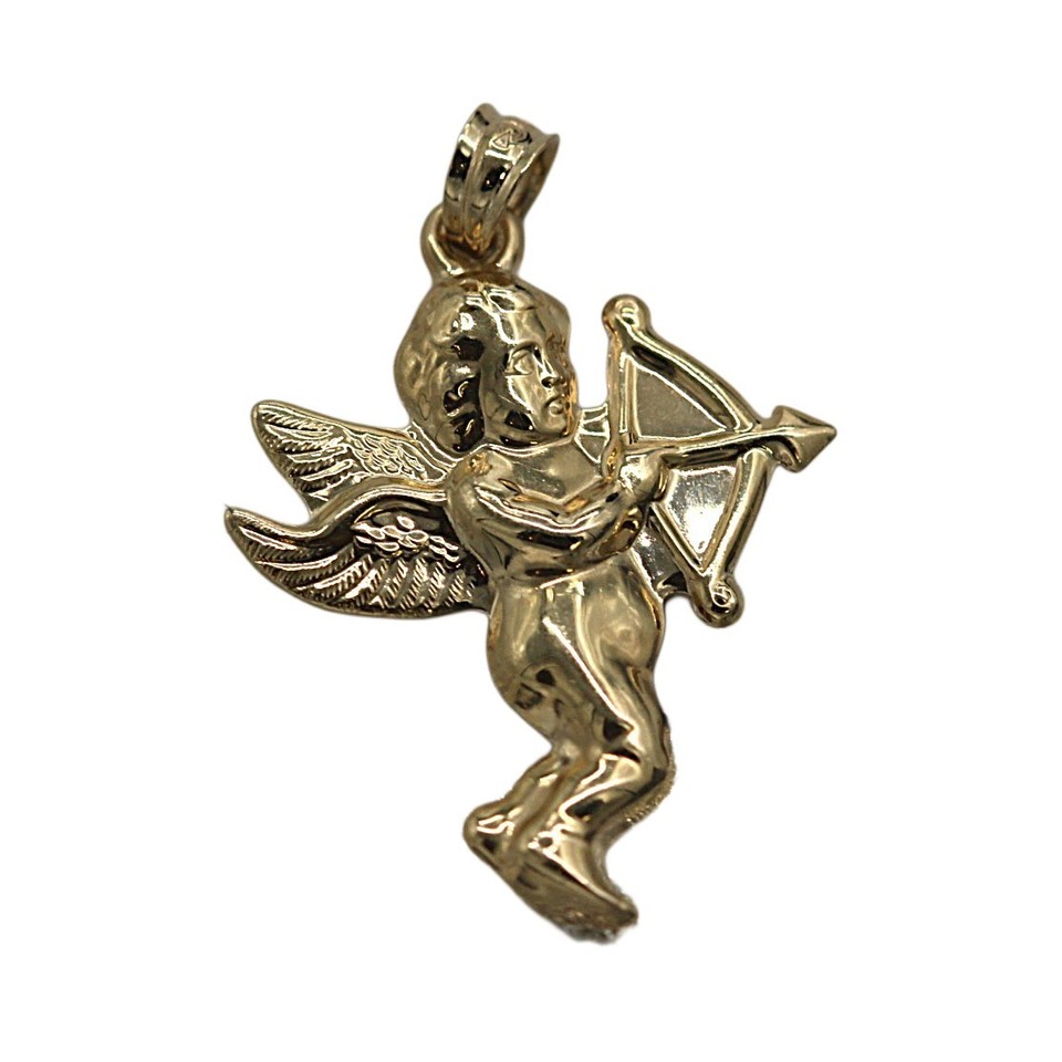 14K Yellow Gold Hollow Cupid Pendant | eBay