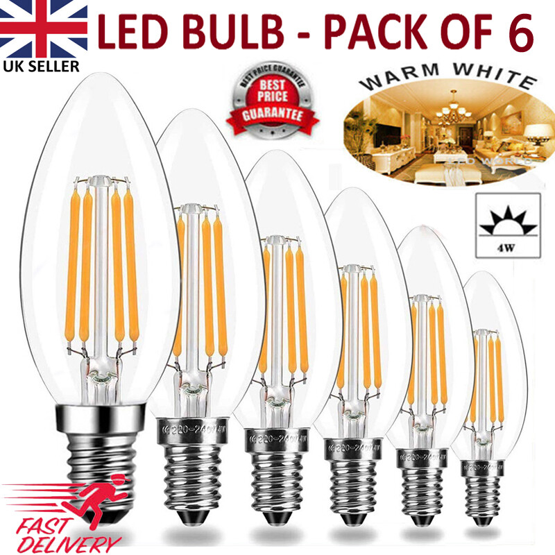 6Pcs LED E14 4W Light Bulbs Warm White Small Screw Dimmable Lamp ...