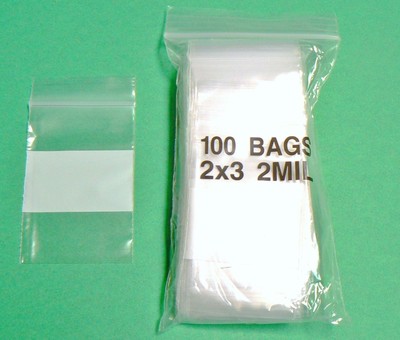 100 2x3 White Block Poly Bag 2mil White Writable Baggies 2x3 ...