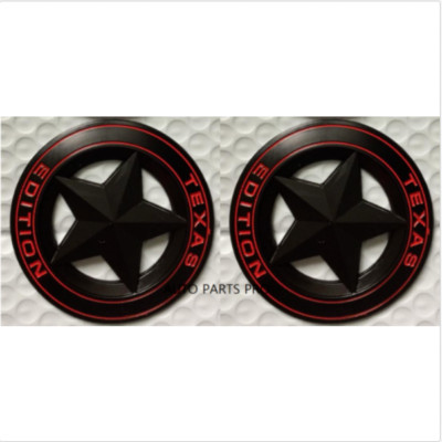 (Set of TWO) Texas Edition Star BLACK and Red Round 3" Shield Emblem ...
