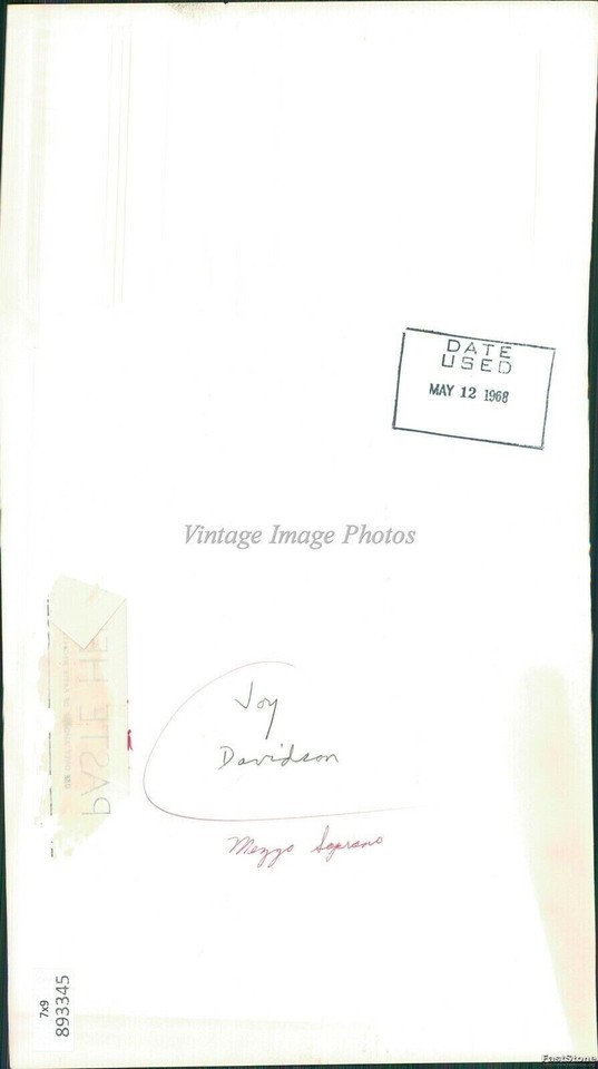 1968 Photo Sofia Intl Opera Singers Competition Winner Joy Davidson ...