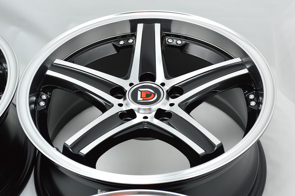 Set of 4 New 18x8 DDR ZK06 Black Machined 18" Rims Wheels 5x114.3 35mm ...