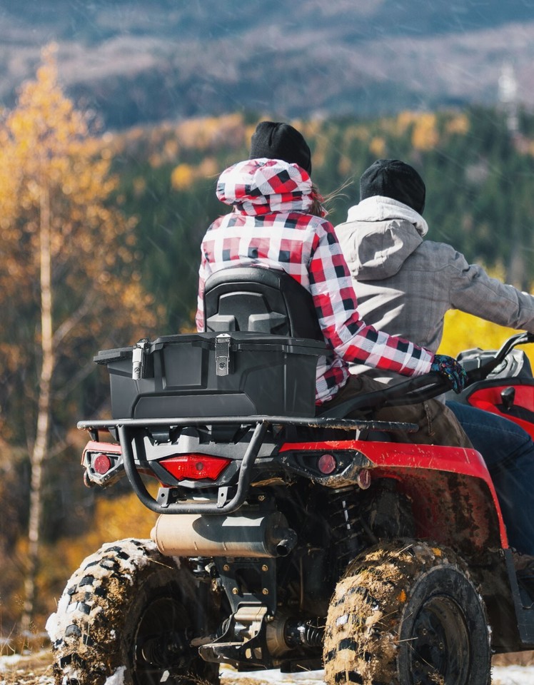 ATV Rear Rack Cargo Box Locking Storage Box Bed For Polaris Yamaha 0.75 ...