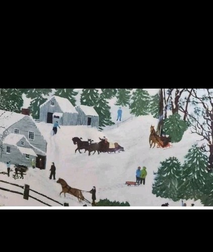Grandma Moses Print Arthur Jaffe Framed Out For The Christmas Trees ...