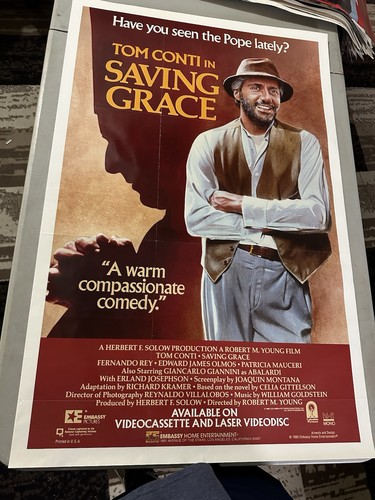 Saving Grace 1986 Video Store Promo Poster Tom Conti HBO Cannon VHS | eBay