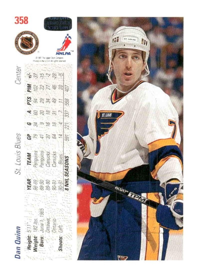 1991-92 Upper Deck #358 Dan Quinn | eBay