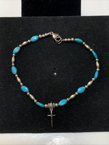 LAST CHANCE! Jezaline Cross Bracelet Sterling JEZ Faux Turquoise Anklet ...