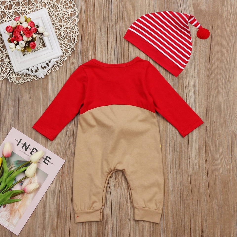 Red Nose Cartoon Bodysuit Set Reindeer Costume Baby Boy Holiday Outfit ...