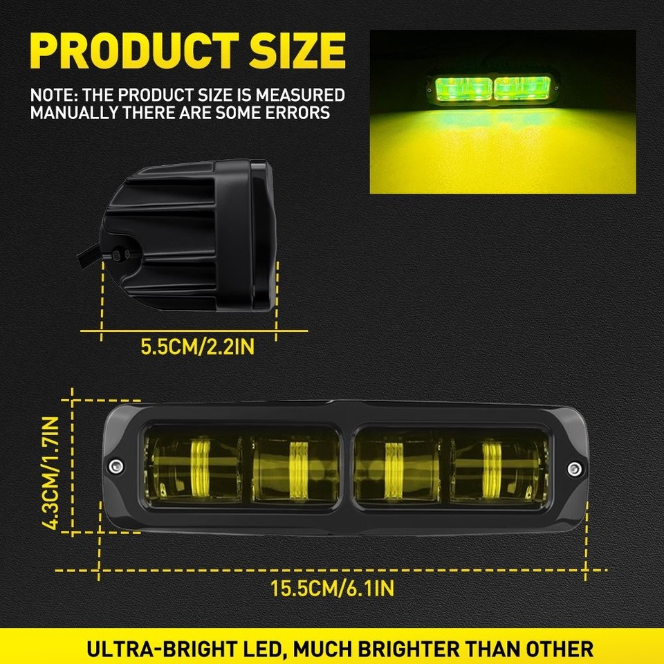 4pcs 6'' LED Work Light Bar Spot Pods Fog Lamp Offroad Driving Truck ...