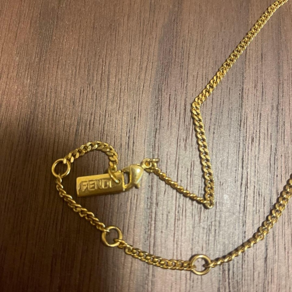 Fendi Gold Tone Metal Chain Necklace Adjustable 57cm Used | eBay