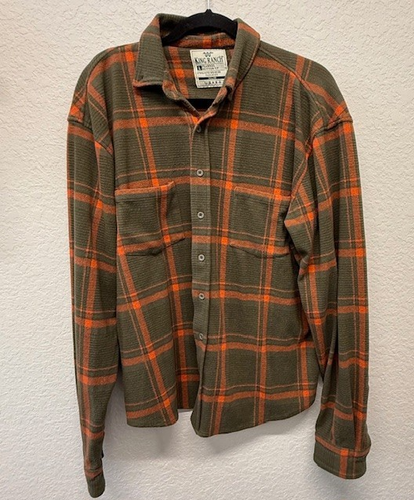 King Ranch Western Shirt Large Button Up Long Sleeve Plaid Cowboy Men's ...