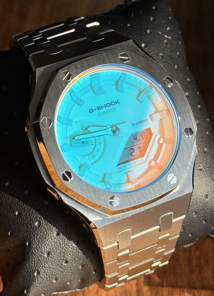 Casio GA-2100 “CasiOak” Mod – Full Metal Silver Conversion – Brand New ...